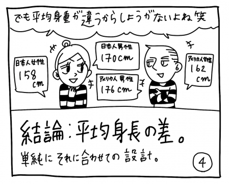 新文化ギャップ漫画【9】平均身長の差から生まれる、いろいろな高さ問題 | TABIZINE～人生に旅心を～